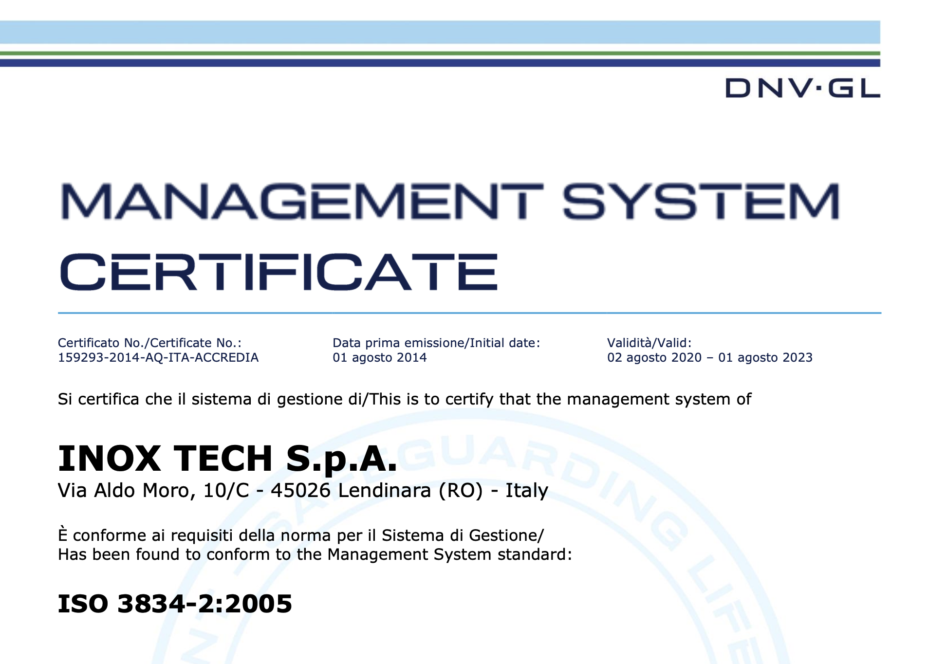 Main approvals - Inox Tech